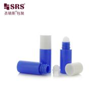 China Empty PET RPET 15ml 20ml Blue Colored Plastic Bottle With Plastic Roller Ball For Serum for sale
