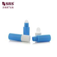 China Empty PET RPET 15ml 20ml Blue Colored Plastic Bottle With Plastic Roller Ball For Serum for sale