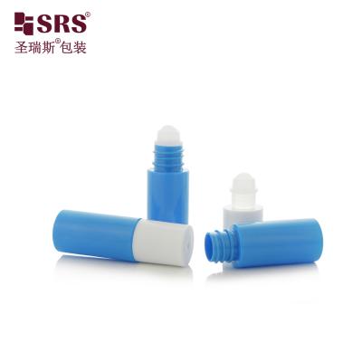 China Empty PET RPET 15ml 20ml Blue Colored Plastic Bottle With Plastic Roller Ball For Serum for sale
