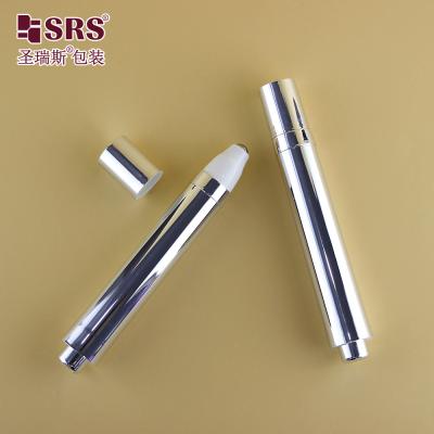 China AY-15ML Bulk Metallic Silver Roll-On Massage Bottles With Metal Ball For Under-Eye Serums Skincare Packaging for sale