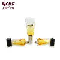 China GB3-10ml Ombre Brown Cosmetic Glass Vials With Roller Ball Applicator For Lip Oil Packaging for sale