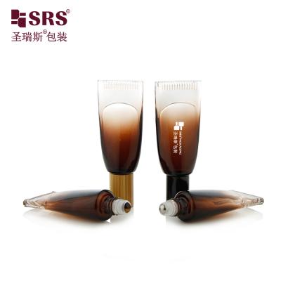 China GB3-10ml Ombre Brown Cosmetic Glass Vials With Roller Ball Applicator For Lip Oil Packaging for sale