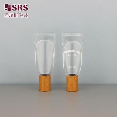 China GB3-10ML Tube Shape Clear Glass Vial With Gemstone Roller Ball With Keychain Cap Lanyard For Oil Packaging for sale