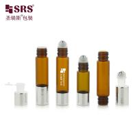 China Multi-size Amber Glass Roll-On Bottle with Silver Cap for Essential Oil & Perfume 6ml 8ml 10ml 15ml for sale