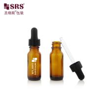 China BOS001-15ML Refillable Amber Boston Round Glass Dropper Bottles For Aromatherapy Skincare Packaging for sale