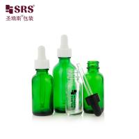 China BOS001-60ML Wholesale Green Glass Dropper Bottles With  White Cap For Essential Oil Serum Packaging for sale