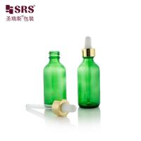China BOS003-60ml Leakproof Green Glass Dropper Bottles with Gold Accent for Storing Light-Sensitive Serums and Essential Oils for sale