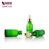 China BOS003-30ml Premium Green Boston Round Dropper Bottles With Gold Cap For Aromatherapy Cosmetic Brands for sale