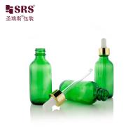China BOS003-60ml Leakproof Green Glass Dropper Bottles with Gold Accent for Storing Light-Sensitive Serums and Essential Oils for sale