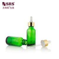 China BOS003-30ml Premium Green Boston Round Dropper Bottles With Gold Cap For Aromatherapy Cosmetic Brands for sale