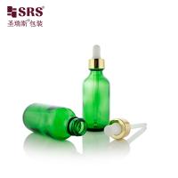 China BOS003-60ml Leakproof Green Glass Dropper Bottles with Gold Accent for Storing Light-Sensitive Serums and Essential Oils for sale