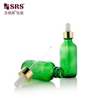 China BOS003-60ml Leakproof Green Glass Dropper Bottles with Gold Accent for Storing Light-Sensitive Serums and Essential Oils for sale