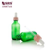 China BOS004-60ml 20/400 Neck Refillable Green Glass Dropper Bottles With Child-Resistant Tamper Cap For DIY Aromatherapy Blends & Cosmetics for sale
