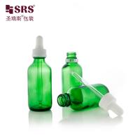 China BOS004-60ml 20/400 Neck Refillable Green Glass Dropper Bottles With Child-Resistant Tamper Cap For DIY Aromatherapy Blends & Cosmetics for sale