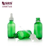 China BOS004-60ml 20/400 Neck Refillable Green Glass Dropper Bottles With Child-Resistant Tamper Cap For DIY Aromatherapy Blends & Cosmetics for sale