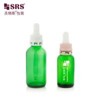 China BOS004-30ml 20/400 Neck Leakproof Green Glass Dropper Bottles With Tamper-Proof White Cap For Storing Light-Sensitive Skincare Serums for sale