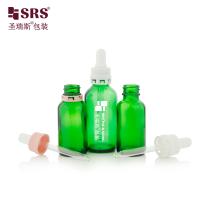 China BOS004-30ml 20/400 Neck Leakproof Green Glass Dropper Bottles With Tamper-Proof White Cap For Storing Light-Sensitive Skincare Serums for sale