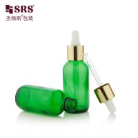 China BOS005-60ml Bulk Green Glass Dropper Bottles With Tamper Evident Gold Cap For Private Label Essential Oil With 20/400 Thread for sale