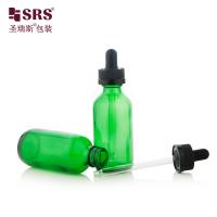 China BOS006-60ml Refillable Green Boston Round Dropper Bottles With Tamber Proof Cap For Aromatherapy Blends&CBD Products for sale