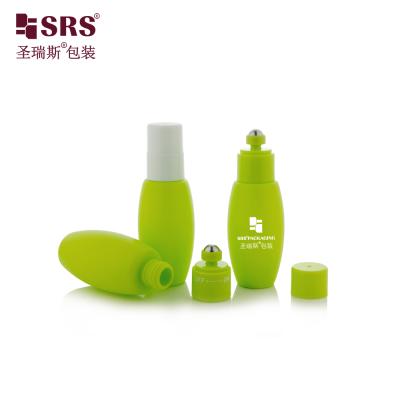 China SRS Custom Oval Plastic Roll on Bottle With on OFF Switch Stainless Steel Roller Ball Empty Perfume Essential Oil Packaging for sale