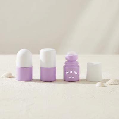 China 30ml Lavender Capsule Style PP PCR Roll on Container Matte Empty Roller Bottle for Deodorant Anti-perspirant for sale