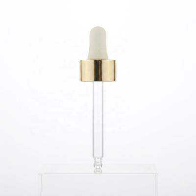 China BOS003 20/400 Cosmetic Dropper Assembly Gold Metal Aluminum Collar Rubber Bulb Glass Pipette Dropper Accessories for sale