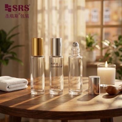 China BLPM-15ML Transparent Glass Roll On Bottle Metal Cap Roller Ball Empty Refillable Perfume Essential Oil Cosmetic Vial for sale
