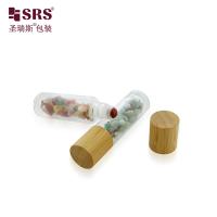 China BLPM-15ML Clear Glass Roll on Bottle Bamboo Cap Natural Crystal Gravel Essential Oil Perfume Cosmetic Roller Container for sale