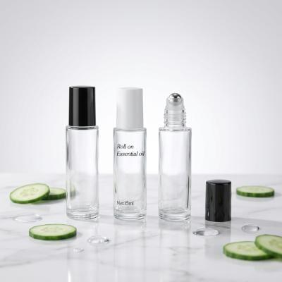 China BLPM-15ML Wholesale Clear Glass Roller Bottles With Screw Caps For Essential Oils And Cosmetic Sample Packaging for sale