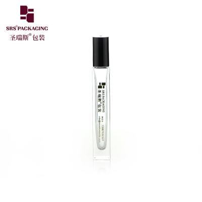 China 10ml Rectangular Glass Roll‑on Bottle Refillable Empty Glass Roller Vial Unique Cosmetic Packaging OEM Supported for sale
