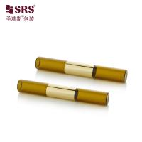China 4ml+4ml Double‑Ended Tubular Glass Roller Bottle 8ml Total Refillable Dual Chamber Roll‑On Vial for Essential Oil Perfume Lip Oil Cosmetic Packaging for sale