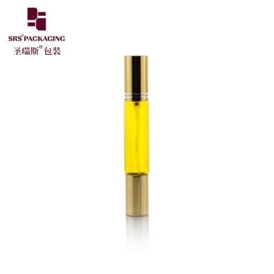 China 10ml Tubular Glass Bottle One End Roll‑On One End Spray Empty Cosmetic Vial for Essential Oil Perfume for sale