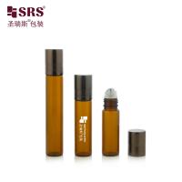 China 8ml/10ml/15ml Amber Tubular Glass Roll‑On Bottle Empty Cosmetic Roller Vial for Essential Oil Perfume for sale