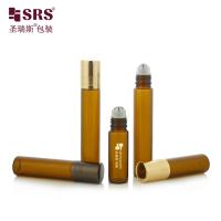 China 8ml/10ml/15ml Amber Tubular Glass Roll‑On Bottle Empty Cosmetic Roller Vial for Essential Oil Perfume for sale