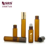 China 8ml/10ml/15ml Amber Tubular Glass Roll‑On Bottle Empty Cosmetic Roller Vial for Essential Oil Perfume for sale