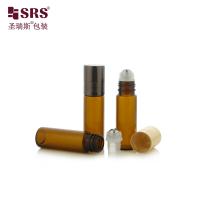 China 8ml/10ml/15ml Amber Tubular Glass Roll‑On Bottle Empty Cosmetic Roller Vial for Essential Oil Perfume for sale