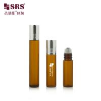 China 8ml/10ml/15ml Amber Tubular Glass Roll‑On Bottle Empty Cosmetic Roller Vial for Essential Oil Perfume for sale