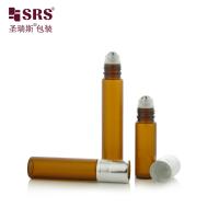 China 8ml/10ml/15ml Amber Tubular Glass Roll‑On Bottle Empty Cosmetic Roller Vial for Essential Oil Perfume for sale