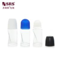 China 50ml Empty Clear Twisted Glass Roll‑on Bottle For Deodorant Antiperspirant Packaging for sale