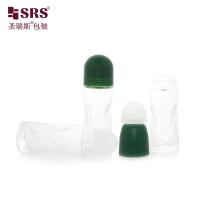 China 50ml Irregular‑Shaped Molded Glass Roll‑On Bottle With Plastic Roller Ball For Deodorant Body Perfume for sale