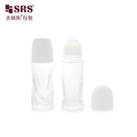 China 50ml Irregular‑Shaped Molded Glass Roll‑On Bottle With Plastic Roller Ball For Deodorant Body Perfume for sale