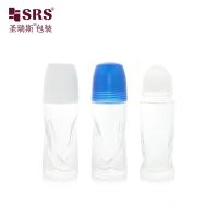 China 50ml Irregular‑Shaped Molded Glass Roll‑On Bottle With Plastic Roller Ball For Deodorant Body Perfume for sale