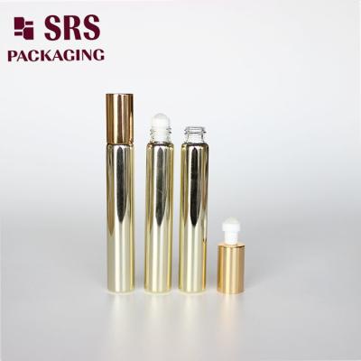 China SRS cosmetic 10ml gold glass perfume bottle with glass roller ball for sale