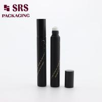 China SRS empty cosmetic 10ml matt black glass perfume roller ball bottle for sale