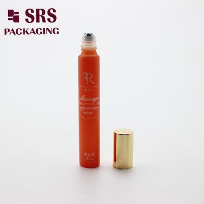 China SRS cosmetic 10ml orange color glass perfume roller ball bottle for oil for sale