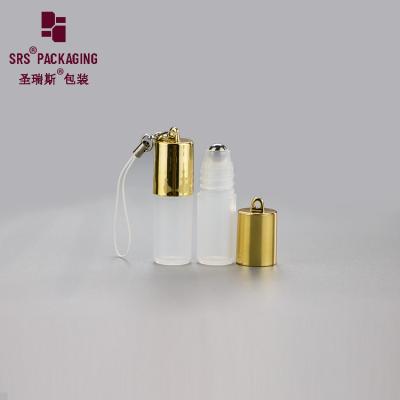 China SRS cosmetic empty round shape white color mini 3ml plastic roll on bottle with hook for sale