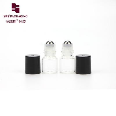 China Wholesale cosmetic mini transparent color round essential oil 1ml glass roll on bottle for sale