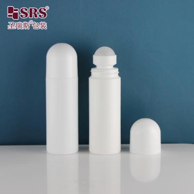 China RPPD White Mosquito Repellent Plastic Roller Ball Bottle 90ML 3oz With Dome Cap for sale