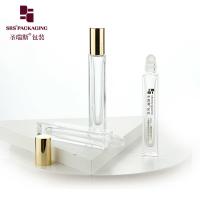 China GB2-10ml Empty Glass Perfume Bottle With Gold Aluminum Cap Hotstamping Logo for sale