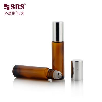 China Aluminum Steel Ball Glass Roll On Bottle For Skincare Essence for sale